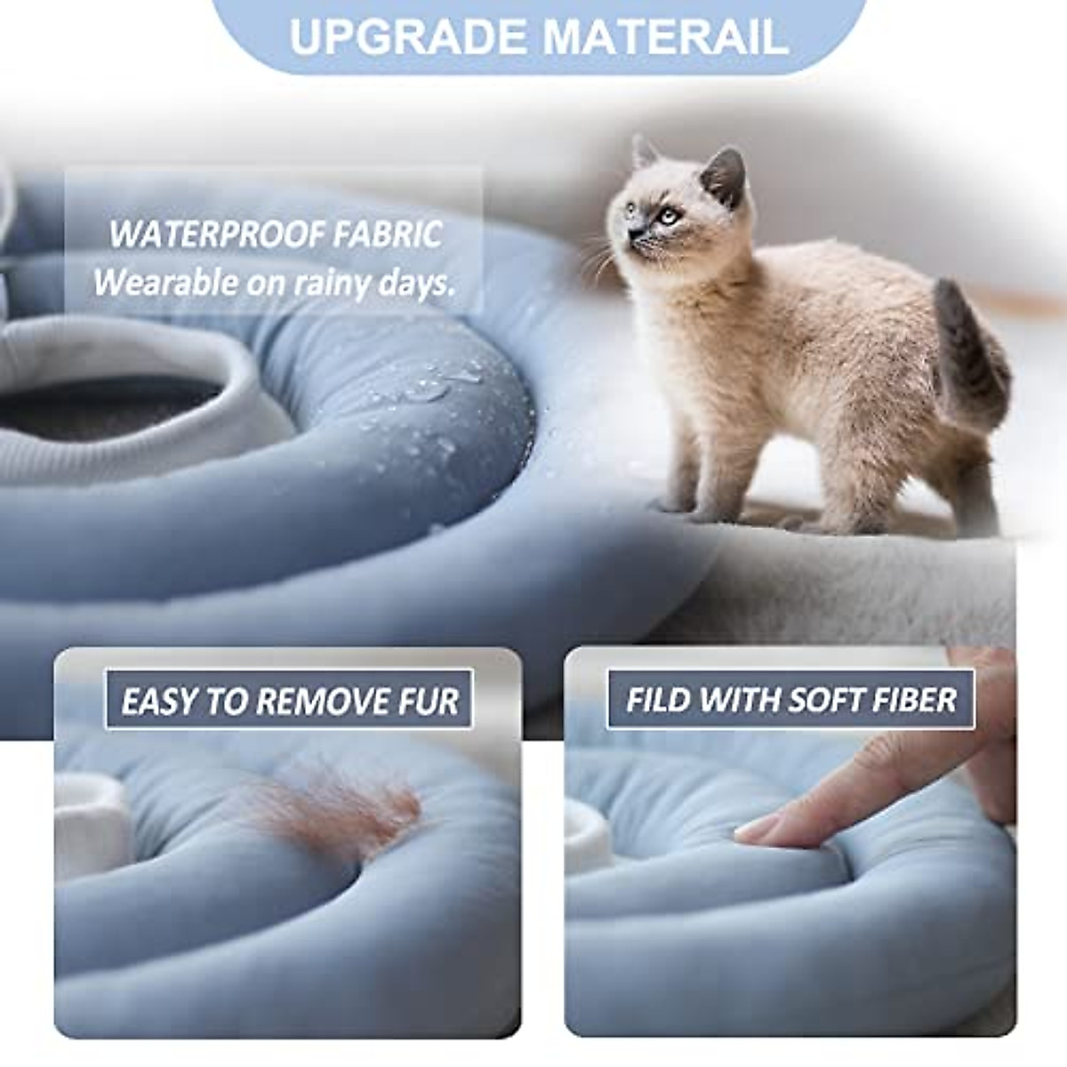 Docutca Soft Cat Cone Collar, Cat Recovery Collar, Cute Donut Cat Cone Alternative After Surgery with Adjustable Neck Strap,Comfy Pet Pillow Cone for Small Dog, Kitten