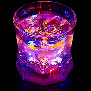 Liquid Activated Multicolor LED Old Fashioned Glasses ~ Fun Light Up Drinking Tumblers - 10 oz. - Set of 4