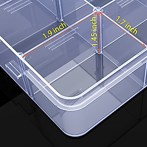 YUGOOD Large Clear Organizer Box,18 Grids Tackle Box Organizer with Removable Dividers for Fishing Hook,Bead Organizer Box,Plastic Storage Containers for Small Parts,Crafts (Size10.8 x 7.7 x 1.7in)