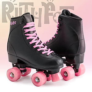 Ruthfot Roller Skates for Women and Girls with Innovative Jelly Wheels, High Top Double-Row Classic Quad Skates with PU Leather for Kids and Adult
