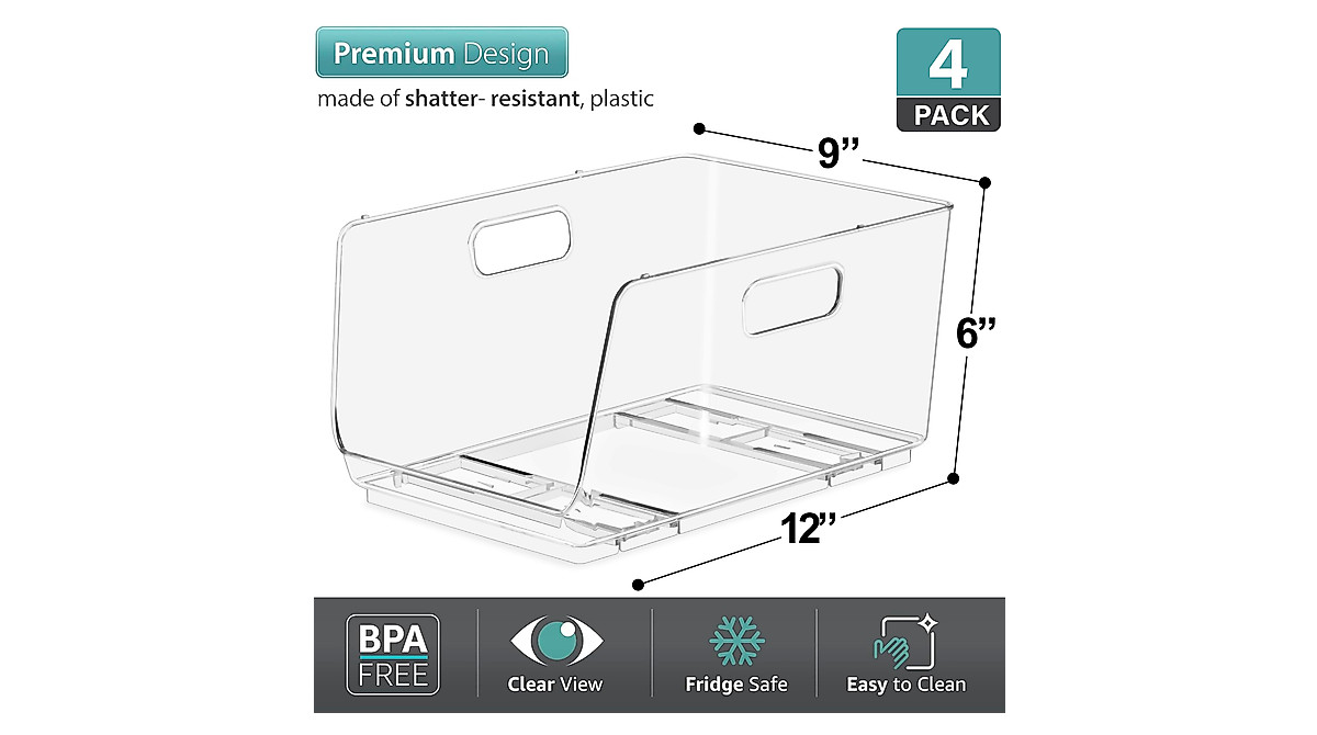 Sorbus Stackable Storage Bins Open Front - Clear Stackable Storage Bins ...