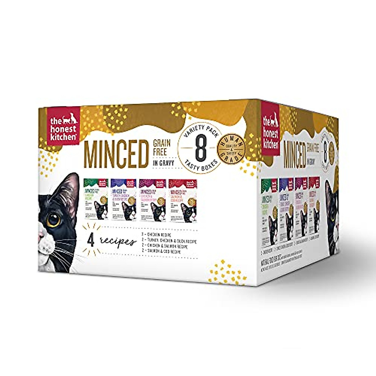 The Honest Kitchen Minced - Grain Free Wet Cat Food with Bone Broth Gravy Variety Pack, 5.5 oz (Pack of 8)