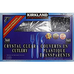 Kirkland Signature - neys Heavyweight Clear Cutlery - 360 Pieces - Includes Weight Plastic Forks, Spoons and Knives vynft