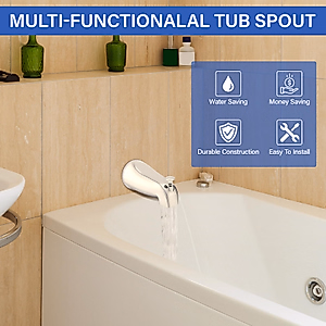 Solimeta Diverter Tub Spout, Bath Tub Spout with Diverter 5/8" Slip Fit Connection, Chrome