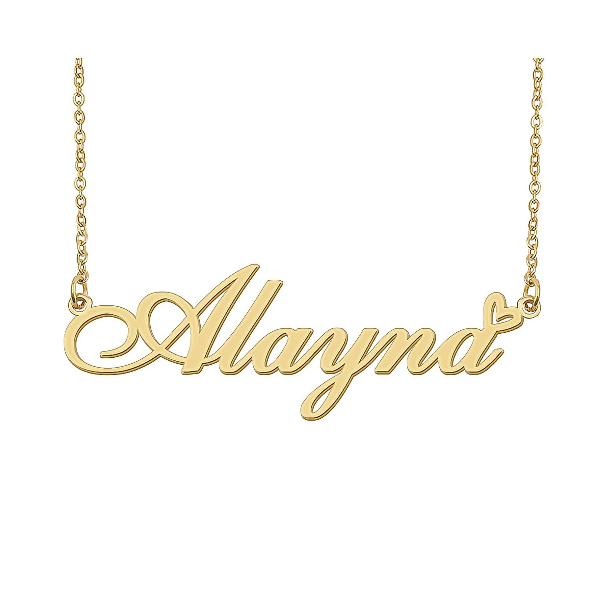 Aoloshow Gold Name Necklace Heart Charm Pendant Alayna Jewelry for Womens Teen Girls Graduation Gift