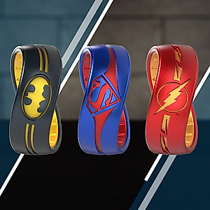 Enso Rings DC Comics Collection - Breathable Silicone Ring - Etched Design - Comfortable and Safe - Superman - Size 11