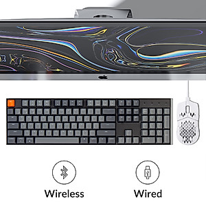 Keychron K10 Full Size 104 Keys Bluetooth Wireless Mechanical Gaming Keyboard for Mac Windows with Gateron G Pro Red Switch, Multitasking/White LED Backlight/USB C Wired Computer Keyboard