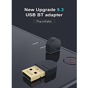 eppfun USB Bluetooth Adapter for PC Laptop Desktop, Bluetooth 5.3 Dongle Receiver, Wireless Audio Adapter, Support Windows 11/10/8.1, Compatible with Mouse Keyboard Headphones/Headsets Printers