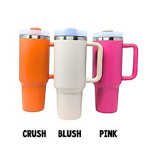 FTB Creative 40oz Insulated Journey Tumbler Mug, Double Wall Stainless Steel, with Lid and Straw (Blush)