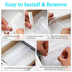 Drawer Dividers, 4 Pack Adjustable Drawer Organizers 3.2" High Expandable from 11.3-20" Clear Expandable Dresser Organizer for Clothes Kitchen Utensils Cutlery Drawer Organizers Set