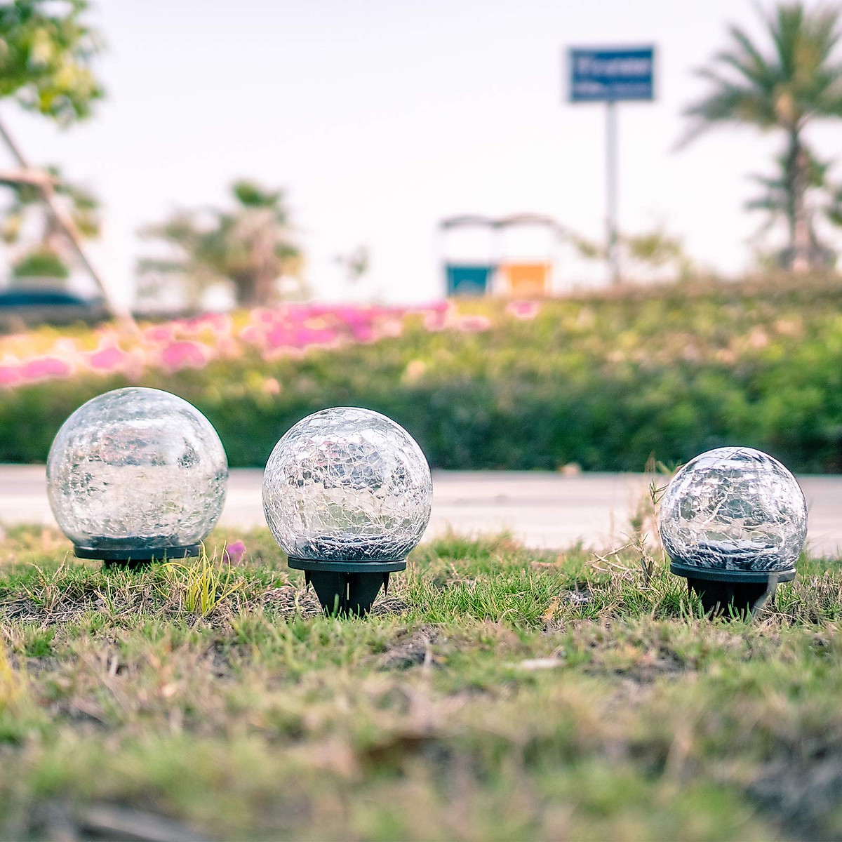 VEWOSTAR Solar Glass Ball Light Outdoor Decor 4.73Inch Solar Landscape Light for Garden Lawn Yard