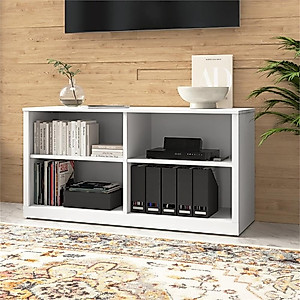Bush Business Furniture Hampton Heights 60W Low Bookshelf in White, Horizontal Bookcase Storage for Home Office or Living Room