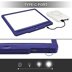 Upgrade Page Magnifying Glass for Reading - 5X Rechargeable Large Lens Magnifier Full Page Rectangular Reading Magnifier 43 LED with Light for Book and Low Vision Person