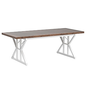 Tribesigns 6FT Conference Table, 70.86 L x 31.49 W x 29.52 H Inches Rectangle Meeting Room Table, Rustic Wood Seminar Table Executive Desk for Office, Conference Room(Brown/White)