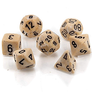 Chessex CHX27402 Dice-Marble Ivory/Black Set