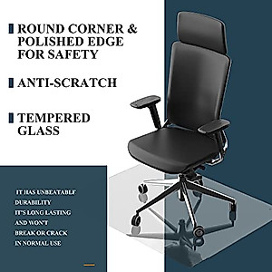 KIAYACI Glass Chair Mat for Carpet or Hard Floor Tempered Glass Glass Table Top Table Mat Square 46" x 53", 1/4 inch Thick, Transparent