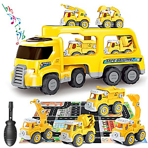 Rydohi Kids Toys Car for Boys : Boy Toy Trucks for 3 4 5 6 Year Old Boys Girls | Toddler Toys 5 in 1 Carrier Vehicle Construction Toys for Kids Age 3-12 | Birthday Party Boy Gifts for Kids