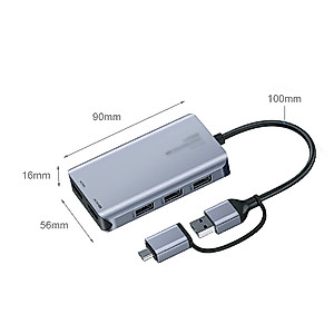 Port Expander USB to Dual HDMI Adapter Docking Station USB Hub with 2 HDMI, 3 USB 2.0 Port, Dual Monitor Display Adapter USB Splitter