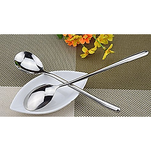 Korean Spoon,Stainless Steel Long Handle Soup Spoons,Long Tablespoon,Coffee Spoon,Silver,Pack of 5 (8.7x1.6 inches)