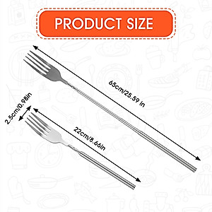 Gjinxi Telescopic Extendable Long Fork, Stainless Retractable Extended Telescoping Fork, Long Extension Dinner Forks for Eating, Extending Fork for Dinner Fruit Dessert Fork 8.6~25.6in (1pc)