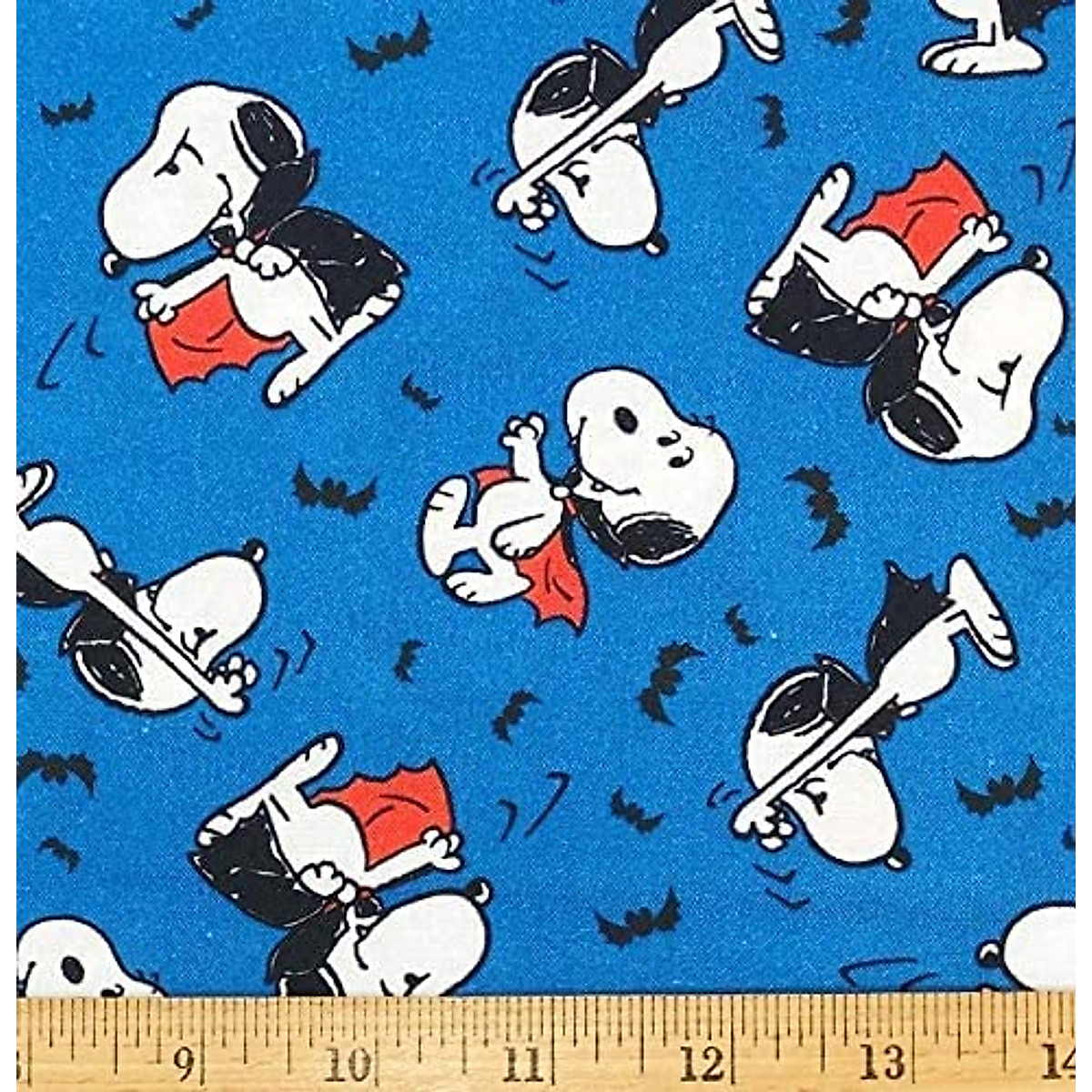 3/4 Yard - Vampire Snoopy Halloween on Blue Cotton Fabric (Great for Quilting, Sewing, Craft Projects, Throw Pillows & More) 3/4 Yard (27 Inches) X 44 Inches