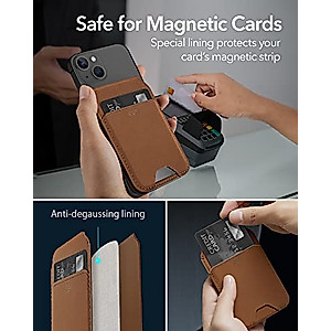 ESR HaloLock Vegan Leather Wallet Stand Classic Hybrid Magnetic Case with HaloLock, Compatible with iPhone 14 Pro Max case, Compatible with MagSafe, Shockproof Military-Grade Protection