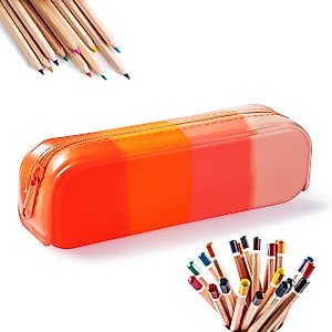 COKUMA Silicone Pencil Case, Pencil Pouch, Stylish Color Cute Aesthetic Pencil Case, Pencil Case Small, Versatile Pencil Bag for Adult Women Men (Stylish Four Color Splicing)