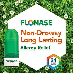 Flonase Allergy Relief Nasal Spray, 24 Hour Non Drowsy Allergy Medicine, Metered Nasal Spray - 144 Sprays- Fall and Seasonal Allergy Relief