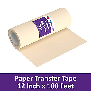Vinyl Ease 12inch x 100 feet roll of Paper Transfer Tape with a Medium to High Tack Layflat Adhesive. Works with a Variety of Vinyl. Great for Decals, Signs, Wall Words and More. American Made V0821