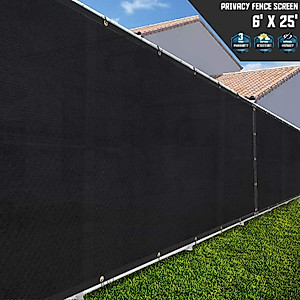 TANG Sunshades Depot 6'FTx 25'FT Black Fence Privacy Screen Temporary Fence Privacy Screen 150 GSM Windscreen Fence Netting Cover 88% Privacy Blockage Excellent Airflow 3 Years Warranty with Zipties