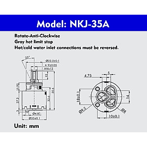 Kerox NKJ35 Single Lever Faucet Cartridge (1 Pack), 35mm Replacement Ceramic Mixing Energy-Saving Cartridge, Right Rotation, Repair Kit for Kerox Single Lever Faucet -Blue