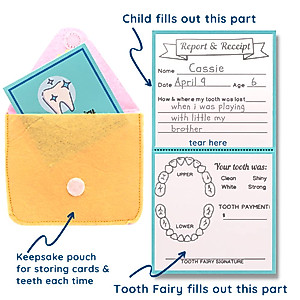 Tooth Fairy Pillow - Our Tooth Fairy Pillows are for Girls and Boys - This Tooth Fairy Kit includes 5 Notecards and a Keepsake Pouch - Super Cute Unicorn Tooth Fairy Gifts for Girls and Boys