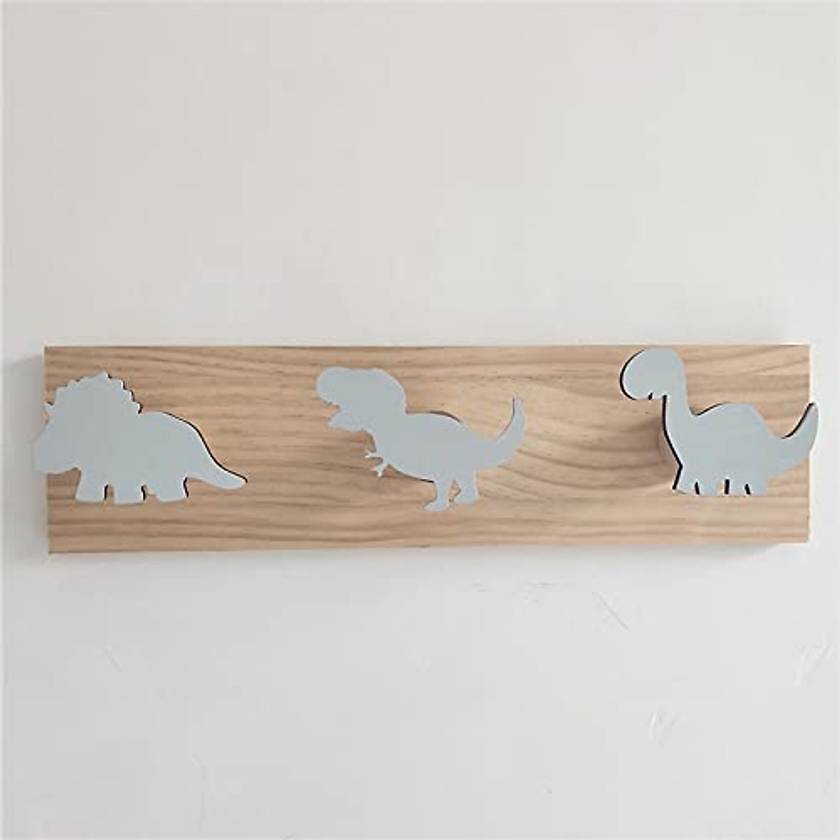 GGBEST Kids Dinosaur Wall Mounted Coat Hooks Wooden Door Hanger for Boys Bedroom Nursery Playroom Decorations -Gray