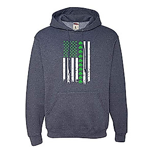 Go All Out Large Vintage Heather Navy Mens St. Patrick's Day Irish Shamrock American Flag Sweatshirt Hoodie