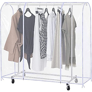 71" L Clear Garment Rack Cover, Clothing Rack Covers, Adult Kids Clothes Protector with 2 Durable Zipper,Waterproof Wardrobe Cover, Dustproof Hanging Clothes Rack Cover, Foldable(L:71x20x52 inch)