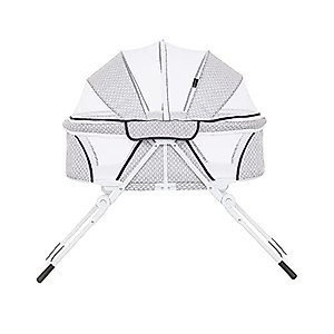 Dream On Me Karley Plus Baby Bassinet, Lightweight Compact Portable Bassinet, Easy and Quick Fold with Removable Double Canopy, Breathable Mesh Design, Storm Grey