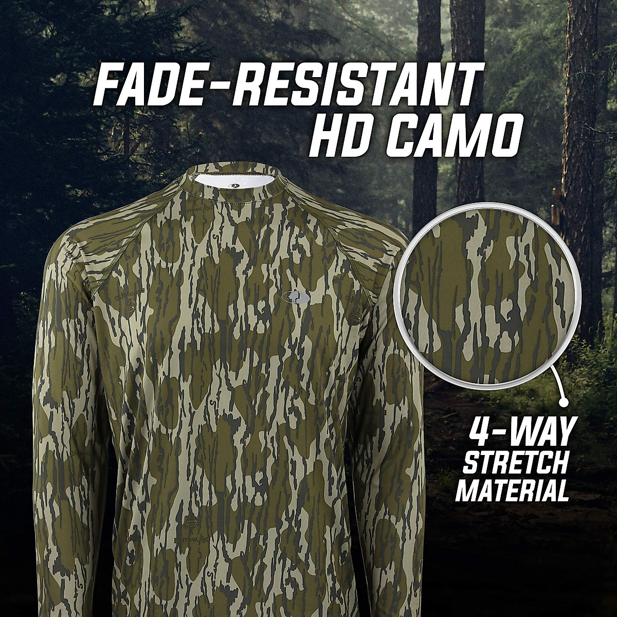 Mossy Oak Men's Standard Hunting Shirt Camo Clothes Long Sleeve, Greenleaf, 2X