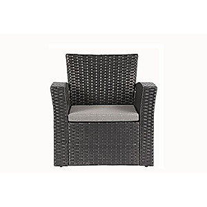 Baner Garden 4 Pieces Outdoor Furniture Complete Patio Cushion Wicker P.E Rattan Garden Set, Full, Black