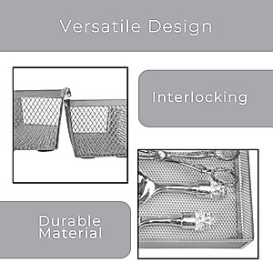 Smart Design Drawer Organizer - (9 x 6 Inch) - Steel Metal Mesh Tray - w/ Interlocking Arm Connection - Utensils, Silverware, Organization - Kitchen [Silver]