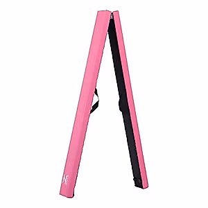 ZELUS 8' Folding Gymnastics Balance Beam, Floor Balance Beam w/Carry Handles Anti-Slip Base, Beginners & Professional Gymnasts (8 ft, Pink)