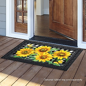 Briarwood Lane Checkered Sunflowers Summer Doormat Everyday Floral Indoor Outdoor 30" x 18"