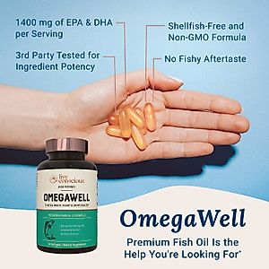 Live Conscious OmegaWell Fish Oil: Heart, Brain, and Joint Support | 800 mg EPA 600 mg DHA - Enteric-Coated, Sustainably Sourced - Easy to Swallow 120 Count (2-Pack)