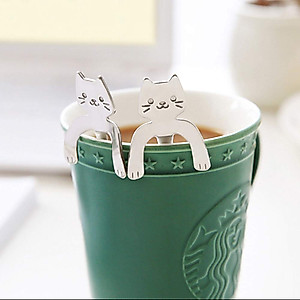 YJYdada 1 Piece Cute Cat Spoon Long Handle Spoons Flatware Drinking Tools Kitchen Gadget