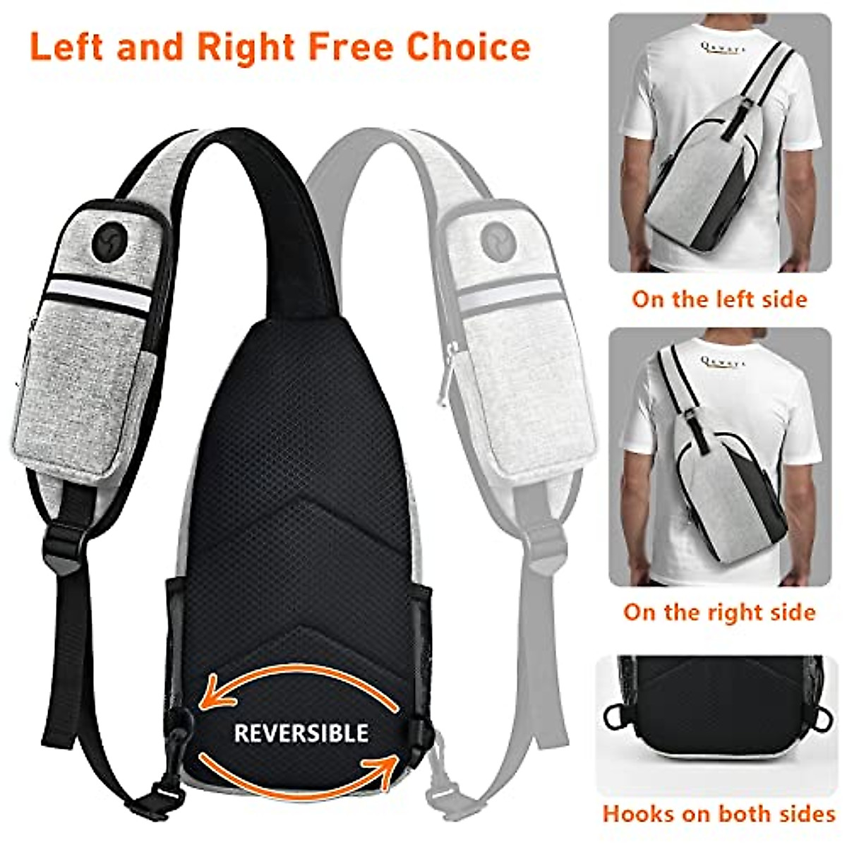 Nicole Miller Sling Bag Lightweight Crossbody Shoulder Backpack with Mesh Side Pockets Travel Hiking Chest Bag Daypack