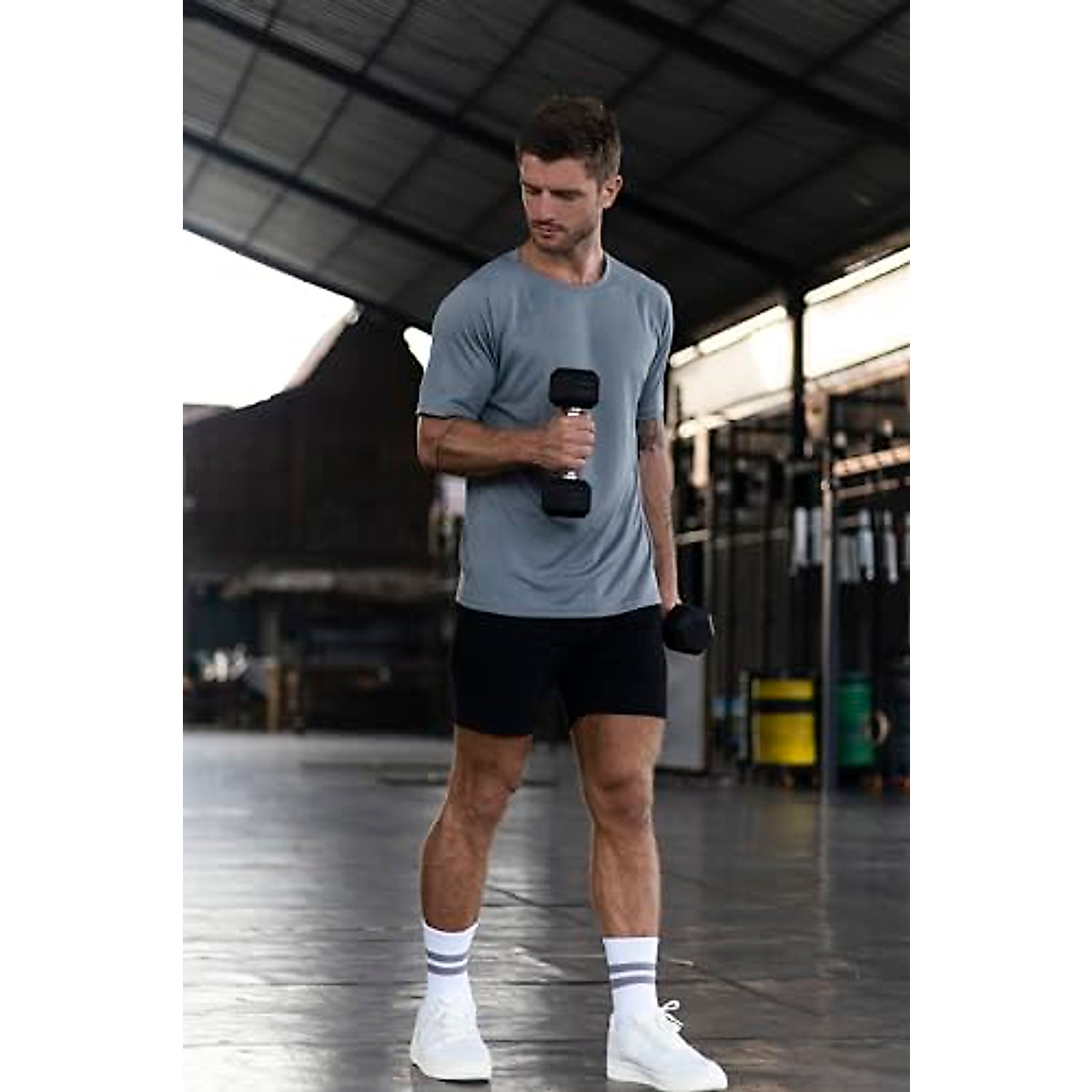 Cimic Workout Shirts for Men, 5 Pack Mens Crew Neck Casual Gym Shirts Short Sleeve Plain Athletic Moisture Wicking Dry Fit Active T-Shirts