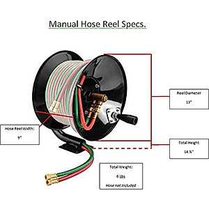 Weldcote HRMWOT Manual Hose Reel for 100 ft of Twin Gas Hose