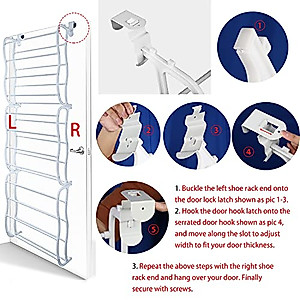 Moclever 36Pair Over-The-Door Shoe Rack, 12 Layers Wall Hanging Closet Shoe Organizer Storage Stand