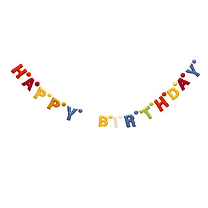 Glaciart One Happy Birthday Garland - Natural Handmade Wool Letters & Balls - Birthday Party Decorations & Party Supplies - Ready-to-Hang Art - 6Ft, Rainbow-Colored