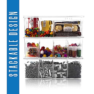 Utopia Home Set of 11 Organizers-8 Pantry Organizers (4 Large & 4 Small Drawers) & 3 Stackable Tea Bag Organizer Box with Clear Top Lids - Plastic Storage Racks for Freezers, Kitchen and Cabinets