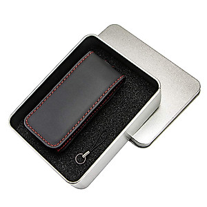 AeroBon Real Leather Key Cover Leather Key Pouch Compatible with Porsche Key Fob (Black)